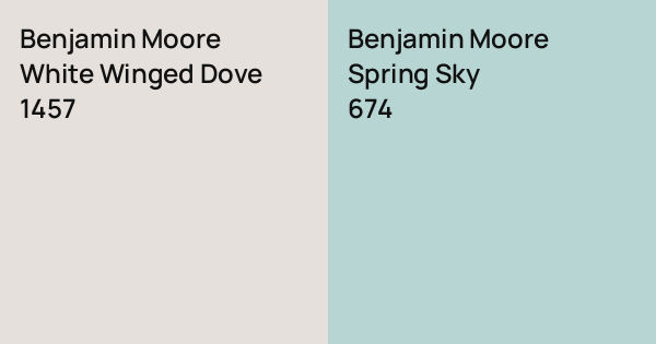 Benjamin Moore White Winged Dove vs. Benjamin Moore Spring Sky comparison