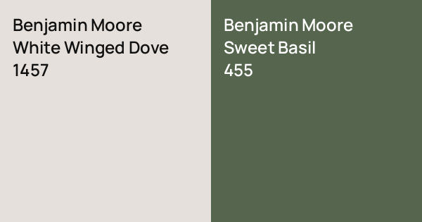 Benjamin Moore White Winged Dove vs. Benjamin Moore Sweet Basil comparison