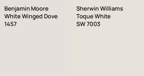 Benjamin Moore White Winged Dove vs. Sherwin Williams Toque White comparison