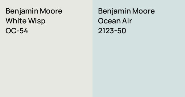 Benjamin Moore White Wisp vs. Benjamin Moore Ocean Air comparison