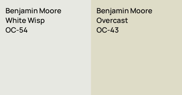 Benjamin Moore White Wisp vs. Benjamin Moore Overcast comparison