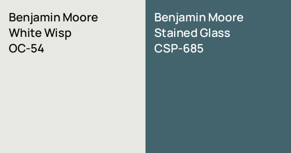 Benjamin Moore White Wisp vs. Benjamin Moore Stained Glass comparison
