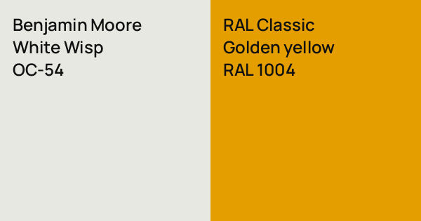 Benjamin Moore White Wisp vs. RAL Classic Golden yellow comparison