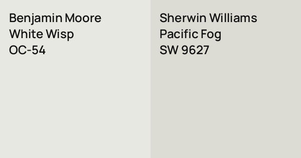 Benjamin Moore White Wisp vs. Sherwin Williams Pacific Fog comparison