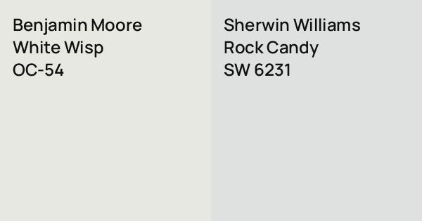 Benjamin Moore White Wisp vs. Sherwin Williams Rock Candy comparison