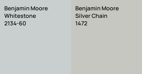 Benjamin Moore Whitestone vs. Benjamin Moore Silver Chain comparison