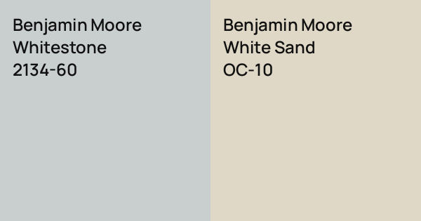 Benjamin Moore Whitestone vs. Benjamin Moore White Sand comparison
