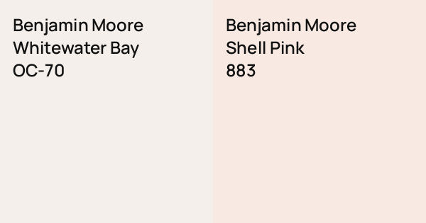 Benjamin Moore Whitewater Bay vs. Benjamin Moore Shell Pink comparison