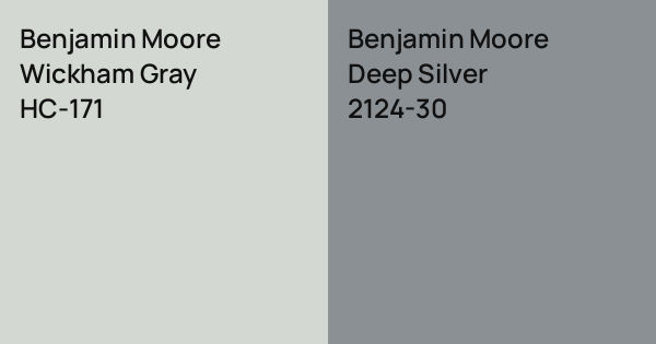 Benjamin Moore Wickham Gray vs. Benjamin Moore Deep Silver comparison