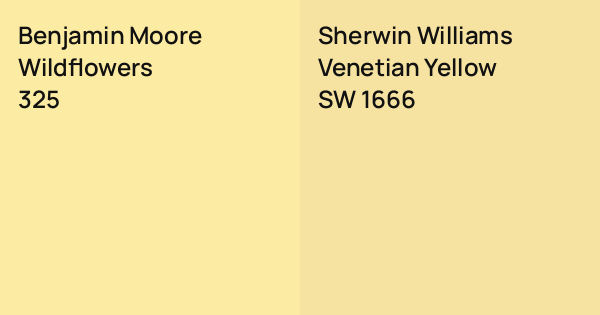 Benjamin Moore Wildflowers vs. Sherwin Williams Venetian Yellow comparison