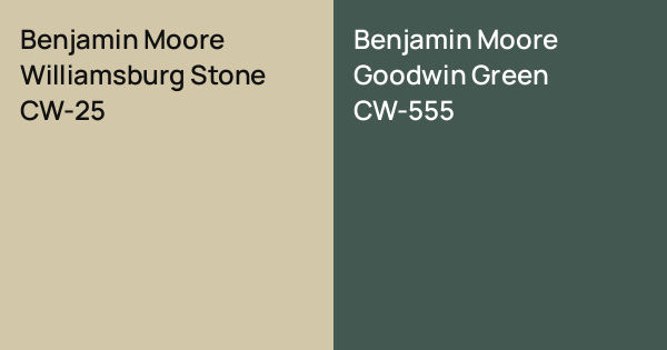 Benjamin Moore Williamsburg Stone vs. Benjamin Moore Goodwin Green ...