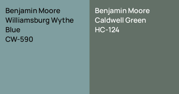 Benjamin Moore Williamsburg Wythe Blue vs. Benjamin Moore Caldwell ...