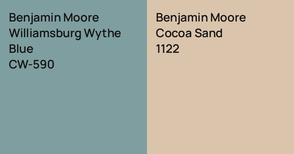 Benjamin Moore Williamsburg Wythe Blue vs. Benjamin Moore Cocoa Sand ...