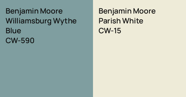 Benjamin Moore Williamsburg Wythe Blue vs. Benjamin Moore Parish White ...