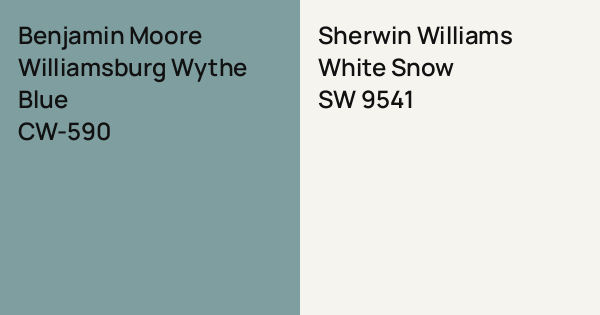Benjamin Moore Williamsburg Wythe Blue vs. Sherwin Williams White Snow ...