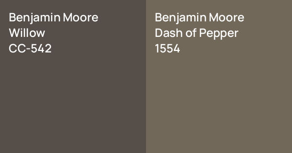 Benjamin Moore Willow vs. Benjamin Moore Dash of Pepper comparison
