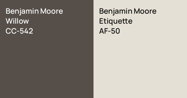 Benjamin Moore Willow vs. Benjamin Moore Etiquette comparison