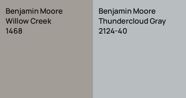 Benjamin Moore Willow Creek vs. Benjamin Moore Thundercloud Gray comparison