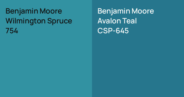 Benjamin Moore Wilmington Spruce vs. Benjamin Moore Avalon Teal comparison