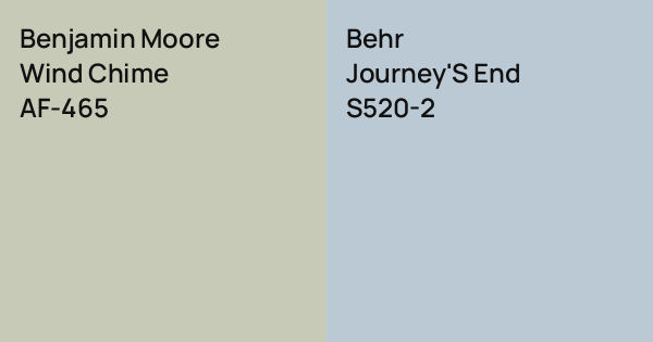 Benjamin Moore Wind Chime vs. Behr Journey'S End comparison
