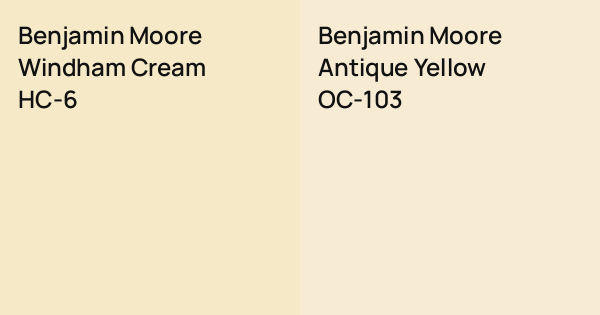 Benjamin Moore Windham Cream vs. Benjamin Moore Antique Yellow comparison
