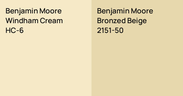 Benjamin Moore Windham Cream vs. Benjamin Moore Bronzed Beige comparison