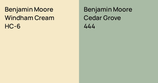 Benjamin Moore Windham Cream vs. Benjamin Moore Cedar Grove comparison