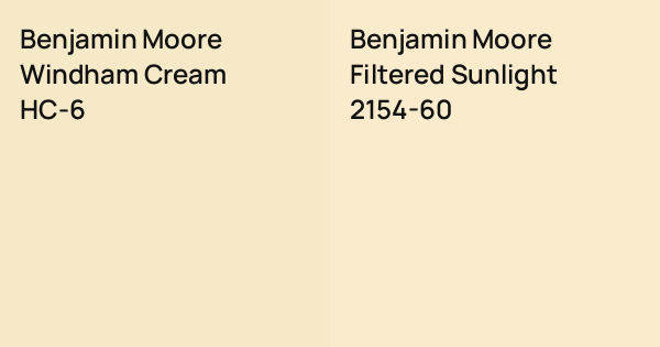 Benjamin Moore Windham Cream vs. Benjamin Moore Filtered Sunlight ...