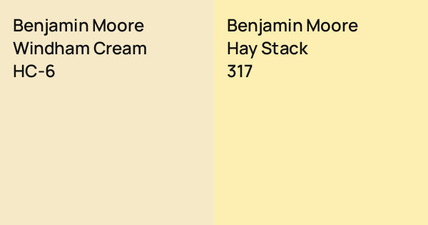 Benjamin Moore Windham Cream vs. Benjamin Moore Hay Stack comparison