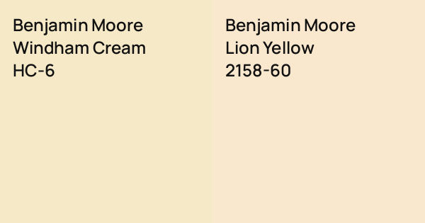 Benjamin Moore Windham Cream vs. Benjamin Moore Lion Yellow comparison