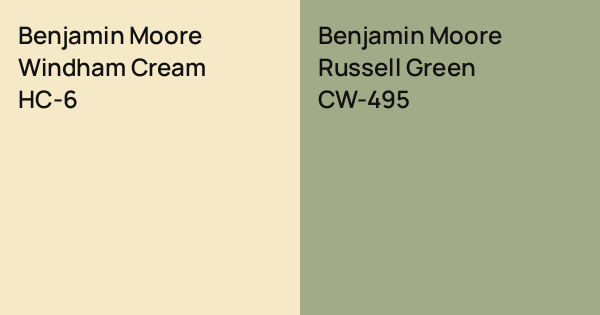 Benjamin Moore Windham Cream vs. Benjamin Moore Russell Green comparison