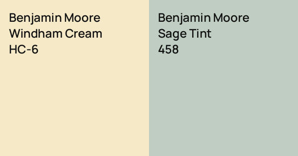 Benjamin Moore Windham Cream vs. Benjamin Moore Sage Tint comparison