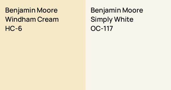 Benjamin Moore Windham Cream vs. Benjamin Moore Simply White comparison