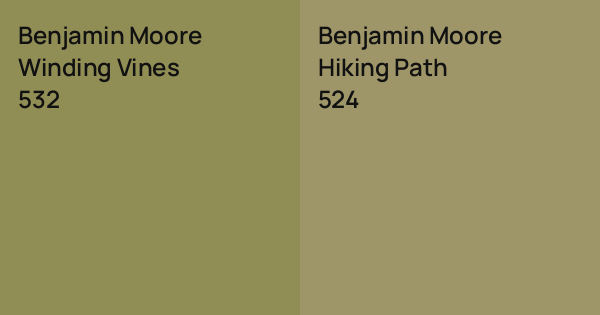 Benjamin Moore Winding Vines vs. Benjamin Moore Hiking Path comparison