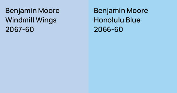 Benjamin Moore Windmill Wings vs. Benjamin Moore Honolulu Blue comparison