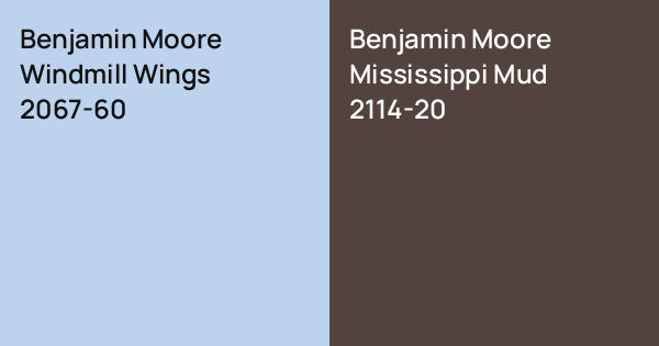 Benjamin Moore Windmill Wings vs. Benjamin Moore Mississippi Mud comparison