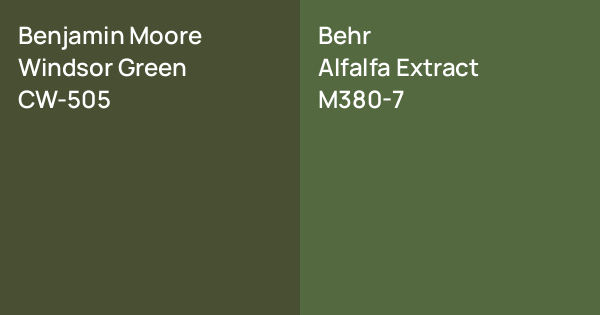 Benjamin Moore Windsor Green vs. Behr Alfalfa Extract comparison