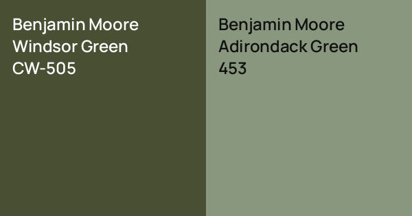 Benjamin Moore Windsor Green vs. Benjamin Moore Adirondack Green comparison