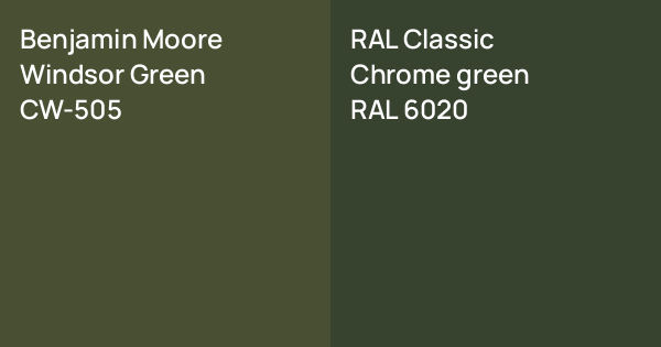 Benjamin Moore Windsor Green vs. RAL Classic Chrome green comparison