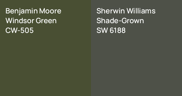 Benjamin Moore Windsor Green vs. Sherwin Williams Shade-Grown comparison
