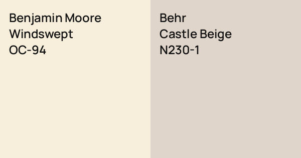 Benjamin Moore Windswept vs. Behr Castle Beige comparison