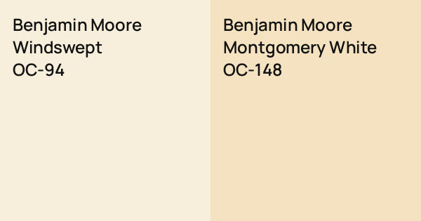 Benjamin Moore Windswept vs. Benjamin Moore Montgomery White comparison