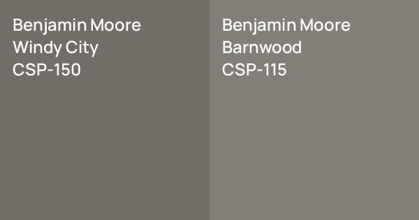 Benjamin Moore Windy City vs. Benjamin Moore Barnwood comparison