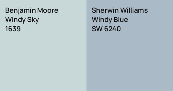 Benjamin Moore Windy Sky vs. Sherwin Williams Windy Blue comparison
