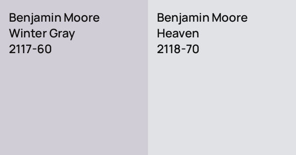 Benjamin Moore Winter Gray vs. Benjamin Moore Heaven comparison
