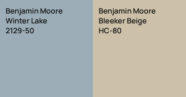 Benjamin Moore Winter Lake vs. Benjamin Moore Bleeker Beige comparison