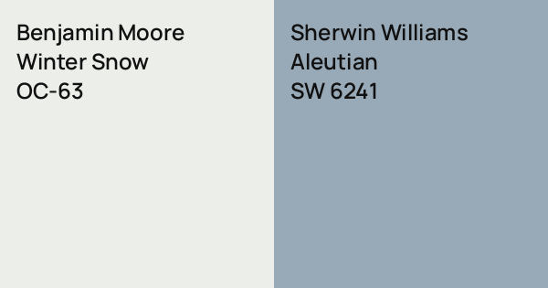 Benjamin Moore Winter Snow vs. Sherwin Williams Aleutian comparison