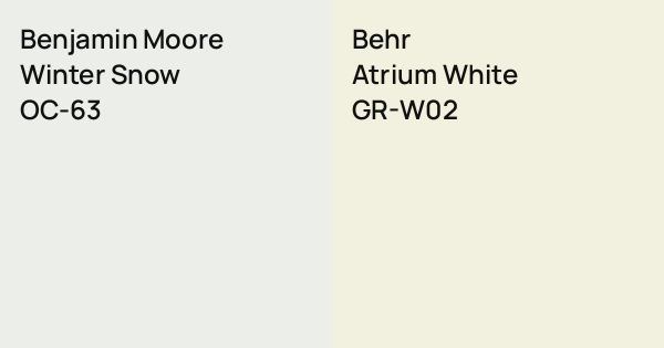 Benjamin Moore Winter Snow vs. Behr Atrium White comparison