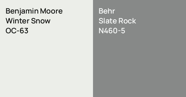 Benjamin Moore Winter Snow vs. Behr Slate Rock comparison