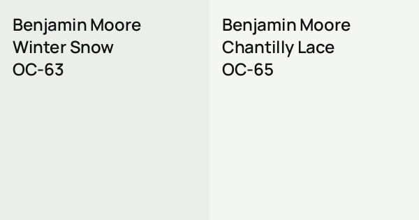Benjamin Moore Winter Snow vs. Benjamin Moore Chantilly Lace comparison
